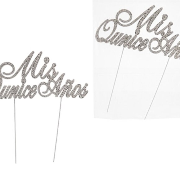 Lunara | Party Supplies | Large Silver Metal Mis Quince Aos Rhinestone ...